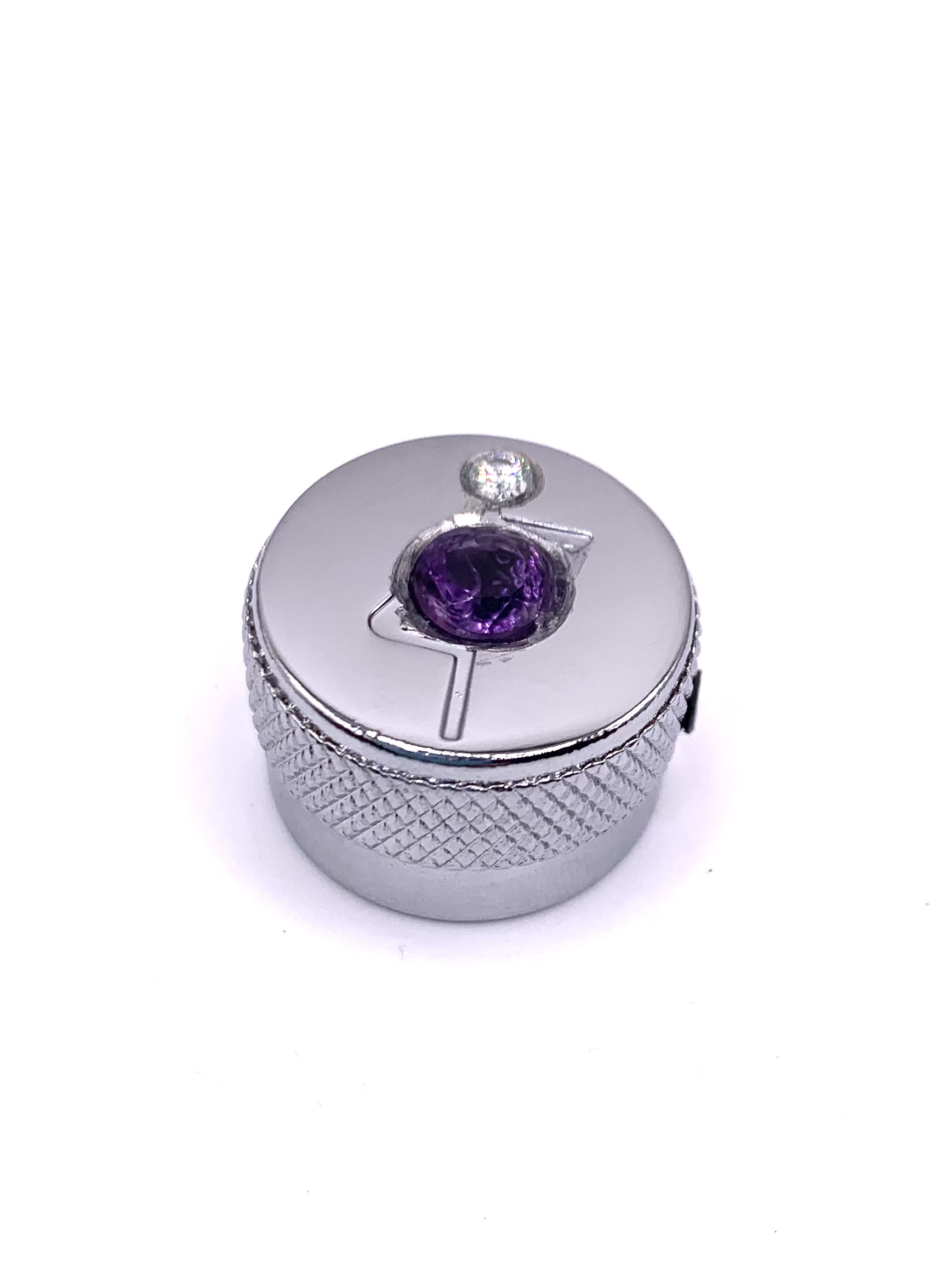 Gretsch Style Knob with 1.3k natural Amethyst and Diamond - Tone Stone ...